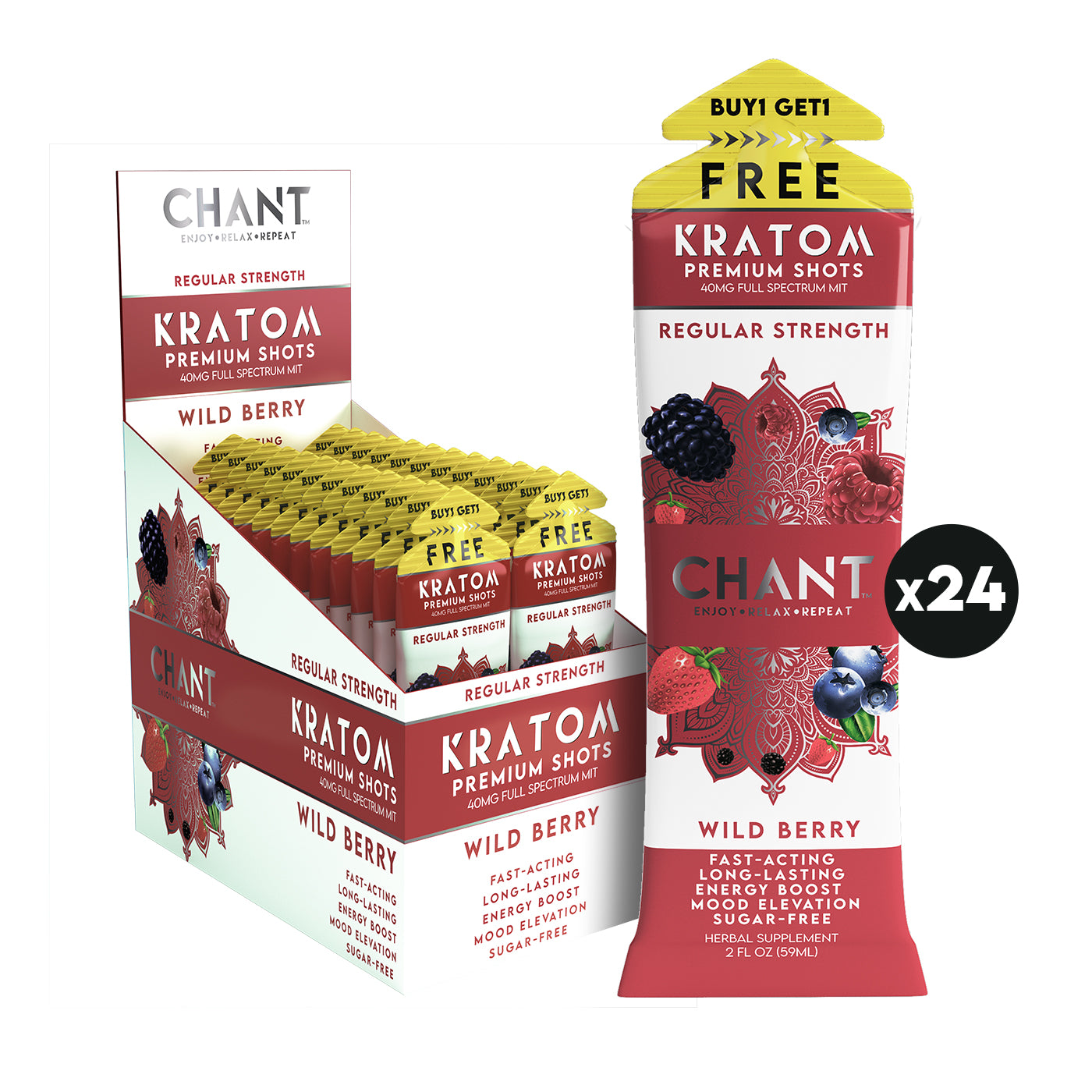 Chant Kratom Shot – Wild Berry Regular Strength 40 MIT – chantlife